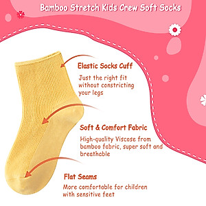 SERISIMPLE Viscose Bamboo Stretch Kids Ankle Socks Breathable Lightweight for Toddler Preschool Thin Soft Baby Socks 5 Pairs (Assorted, Small)