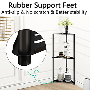 XEENEW Standing Shower Caddy Corner, 3 Tier Stainless Steel Shower Organizer Stand, Metal Rustproof Corner Shower Shelf, Shower Stands for Inside Shower Bathroom Bathtub（Matte Black）