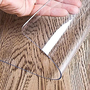 Clear PVC Desk Chair Mat Transparent Plastic Runner Rug, Office Chair Mat for Hard Wood Floors Clear Rectangle PVC Floor Mat Protector Thick 1mm,60/70/80/90/100cm wide,Non Slip Transparent Protector C
