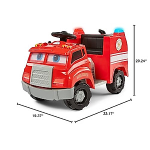 Kid Trax Real Rigs Toddler Fire Truck Interactive Ride On Toy, Kids Ages 1.5-4 Years, 6 Volt Battery and Charger, Sound Effects, Red, Large