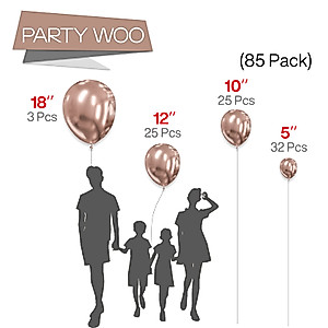 PartyWoo Metallic Rose Gold Balloons, 85 pcs Champagne Gold Balloons Different Sizes Pack of 18 Inch 12 Inch 10 Inch 5 Inch Balloons for Balloon Garland as Party Decorations, Champagne Gold-G112