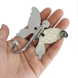 yyangz Butterfly Hook 4Set Stainless Steel Cute Butterfly Shaped Single Hooks, Clothes Hook, Cap Hook,Kitchen Toilet Universal Hook, Decorative Hook, Butterfly Towel Hook