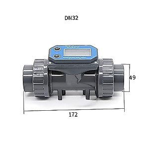 DN25-DN80 Water Flow Meter, LCD Digital Display Flowmeter, PVC Pipe Liquid Water for Farm Garden Irrigation - Long Lasting(DN32 Without Cable)
