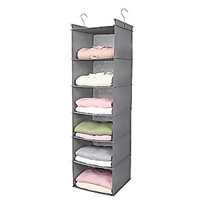 MAX Houser 6 Tier Shelf Hanging Closet Organizer, Closet Hanging Shelf with 2 Sturdy Hooks for Storage, Foldable,Black and Light Grey
