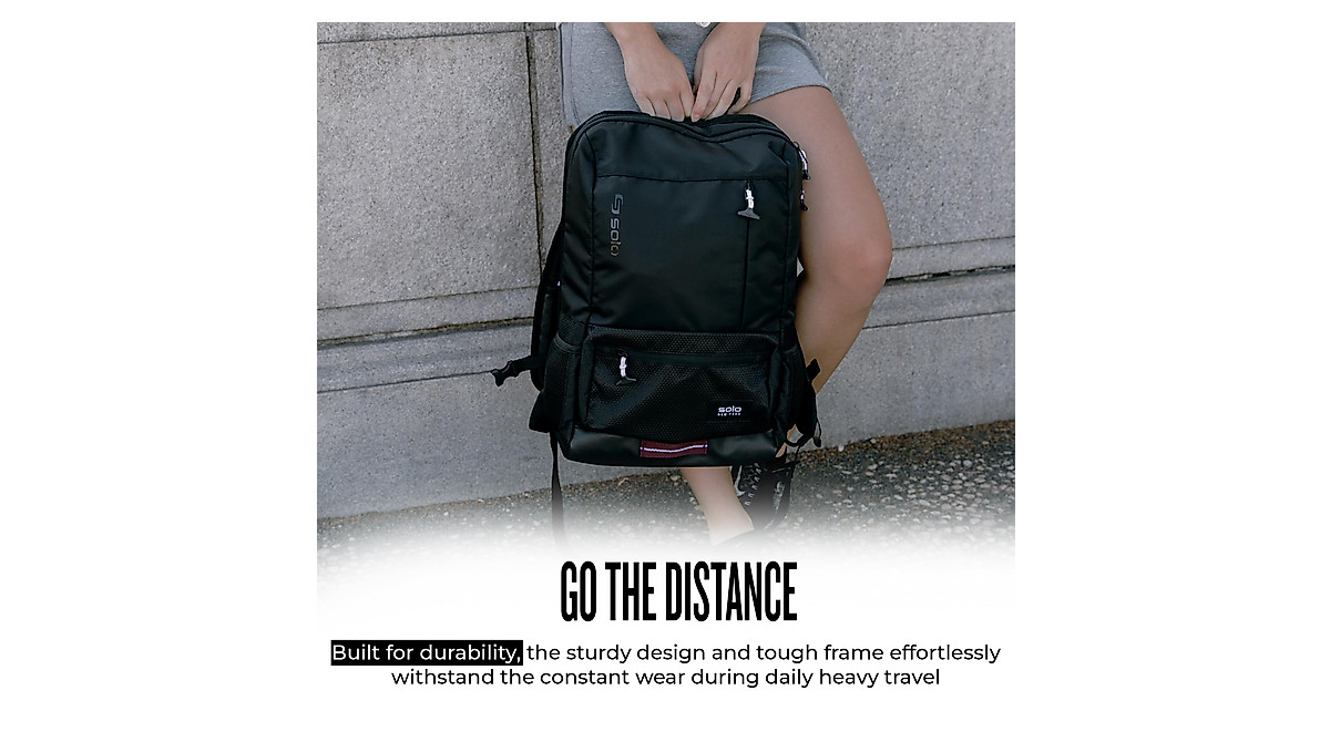 Solo New York Draft Slim Backpack Black – Lightweight Laptop & Travel Bag