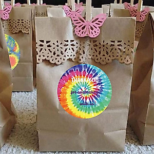 Hilgue, 80 Pcs Tie Dye Thank You Stickers, Tie Dye Thank You Stickers, 60's Groovy Party Favors Labels Birthday Baby Shower Decorations (2 Inches), 2 Inch (Pack of 80)