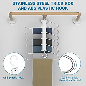 Magic Pants Hangers Space Saving - 6 Tier Multi-Functional Rack for Hanging Pants, Jeans, Scarf, Trouser, Clothes. No Slip Folding Hangers for Closet Organizer - for Men and Women, 2 Pack