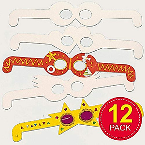 Baker Ross Design Your Own Glasses, Blanks for Kids to Paint and Decorate for Arts and Crafts Activities (Pack of 12), 35cm, White (ET608)