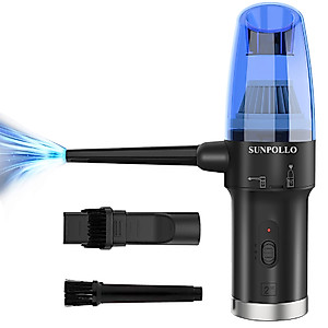 Air Duster & Vacuum 2-in-1, Cordless Electric Compressed Air Blower for Computer Keyboard Cleaning, Portable Handheld Electronics Car Computer Duster, Powerful 77000RPM Motor
