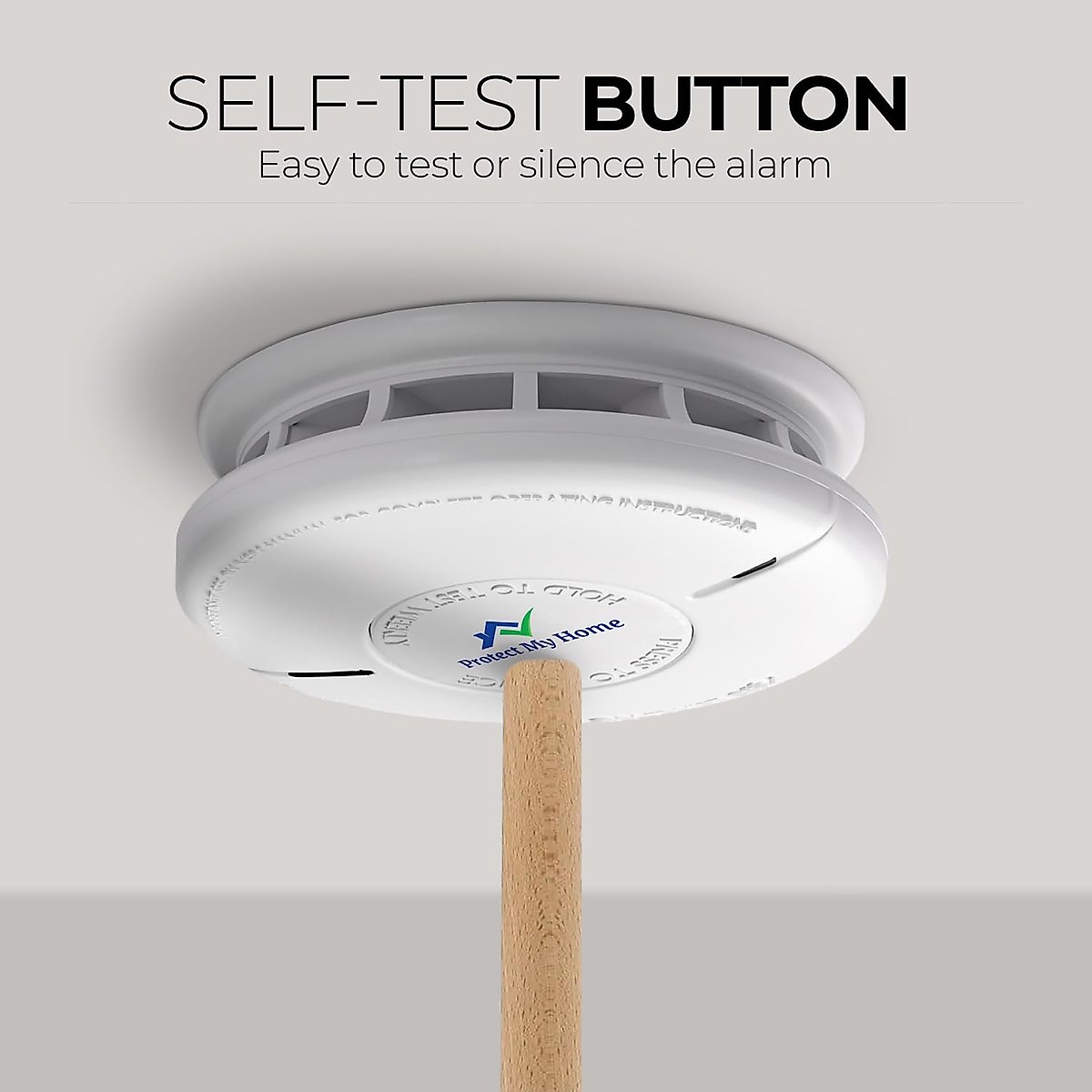 Protect My Home Smoke and Carbon Monoxide Detector Combo - CO & Smoke Alarm System with Hush Function, Self-Test Button, 10-Year Built-in Battery - Easy to Install, for Home & Office