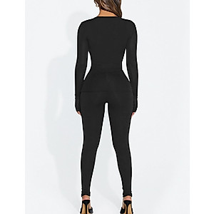 Kaximil Women's Thermal Underwear Fleece Lined Base Layer Long Johns Sets, Large, Black