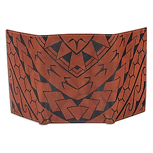 Polynesian Tattoo Trifold Wallet, Genuine Leather, "Manu" Tattoo art by Eugene Ta’ase (Antique Bourbon) from NAKOA