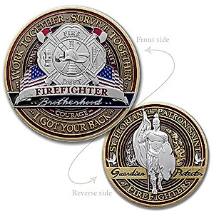 Firefighter Brotherhood Challenge Coin Saint Florian in Deluxe Display tin with Bonus polishing Cloth