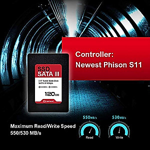 SEKC 120GB SSD SATA III 6 Gb/s, Up to 550/530 MB/s Read/Write Speed, Internal 2.5" 7mm (SS310120G)