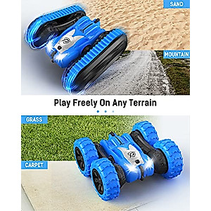 Toys for 5-12 Year Old Boys, 2 in-1 Rc Stunt Car for Kids and 2.4Ghz 4WD 360° Rotating with Headlights, Cool Remote Control Car Present Christmas Birthday Gifts for Kids Aged 4+