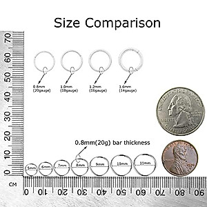 NewkeepsR 3PCS-0.8mm(20g) 316L Surgical Steel Hinged Clicker Segment Seamless Rings, Lobe Cartilage Tragus Earring Nose Hoop-7/8/9mm