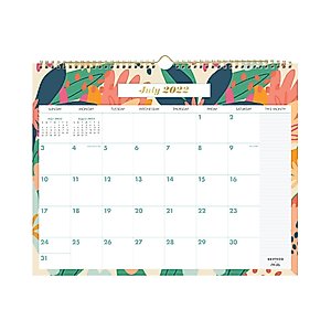 Blue Sky™ Academic Monthly Safety Wirebound Wall Calendar, 12" x 15", Spring Blooms, July 2022 To June 2023, 136445