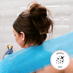 S&T INC. Back Scrubber for Shower, Exfoliating Body Scrubber or Bath Exfoliating Towel for Skin Care, 11.8 Inches x 35.4 Inches, Assorted Pink, 3 Pack