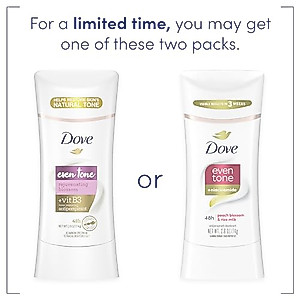Dove Even Tone Antiperspirant Deodorant Stick Peach Blossom & Rice Milk 3 Count 2.6 oz