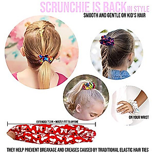 Jojo Siwa Colorful Printed Hair scrunchies Set Silky Satin and Cotton Finish - Count of 4, for Kids Toddler/Little/Big Girls Elastic Hair Band Ponytail Fashion by Her accessories