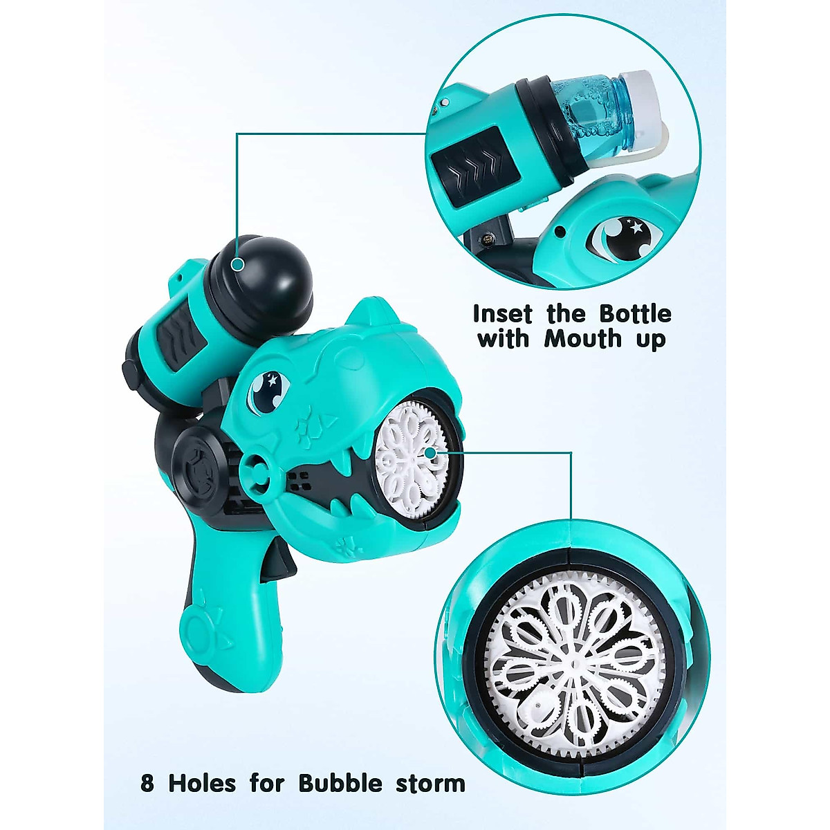 Dinosaur Bubble Gun Blaster for Kids, Bubble Machine Blower Maker with Lights & Sounds,Bubble Guns for Toddlers 1-3,Outdoor Summer Toys Gifts for Boys Girls