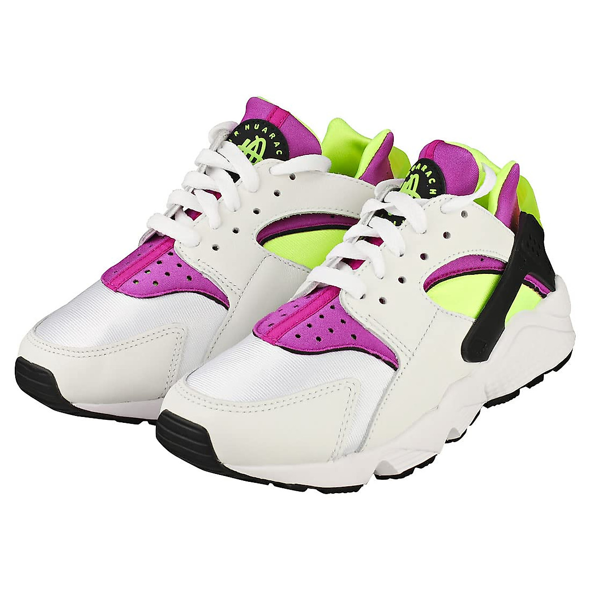 Nike womens Air Huarache Utility, White/Neon Yellow/Magenta, 8