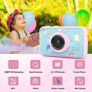 Vlogging Camera for Kids, Full Hd 1080p Rechargeable Electronic Mini Camera for Boys and Girls, Point and Shoot Digital Cameras with IPS Screen, Electronic Anti-Shake Digital Camera