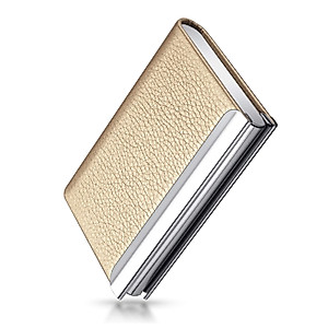 MOTYAWN Business Card Holder, Name Multi Cards Case, Pink Luxury PU Leather Credit Card ID Case - Protector Business Name Card Holder Slim Metal Wallet Pocket Holder Case for Women & Men