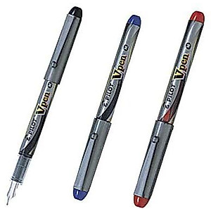 Pilot V Pen (Varsity) Disposable Fountain Pens, Black,Blue,Red Ink, Medium Point Value Set of 3（With Our Shop Original Product Description）