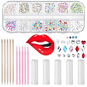 377 Pieces Tooth Gem Kit Tooth Jewelry Kit DIY Fashionable Tooth Artificial Crystal Reflective Tooth for Halloween Christmas Teeth Party Decorations (Bright Style)