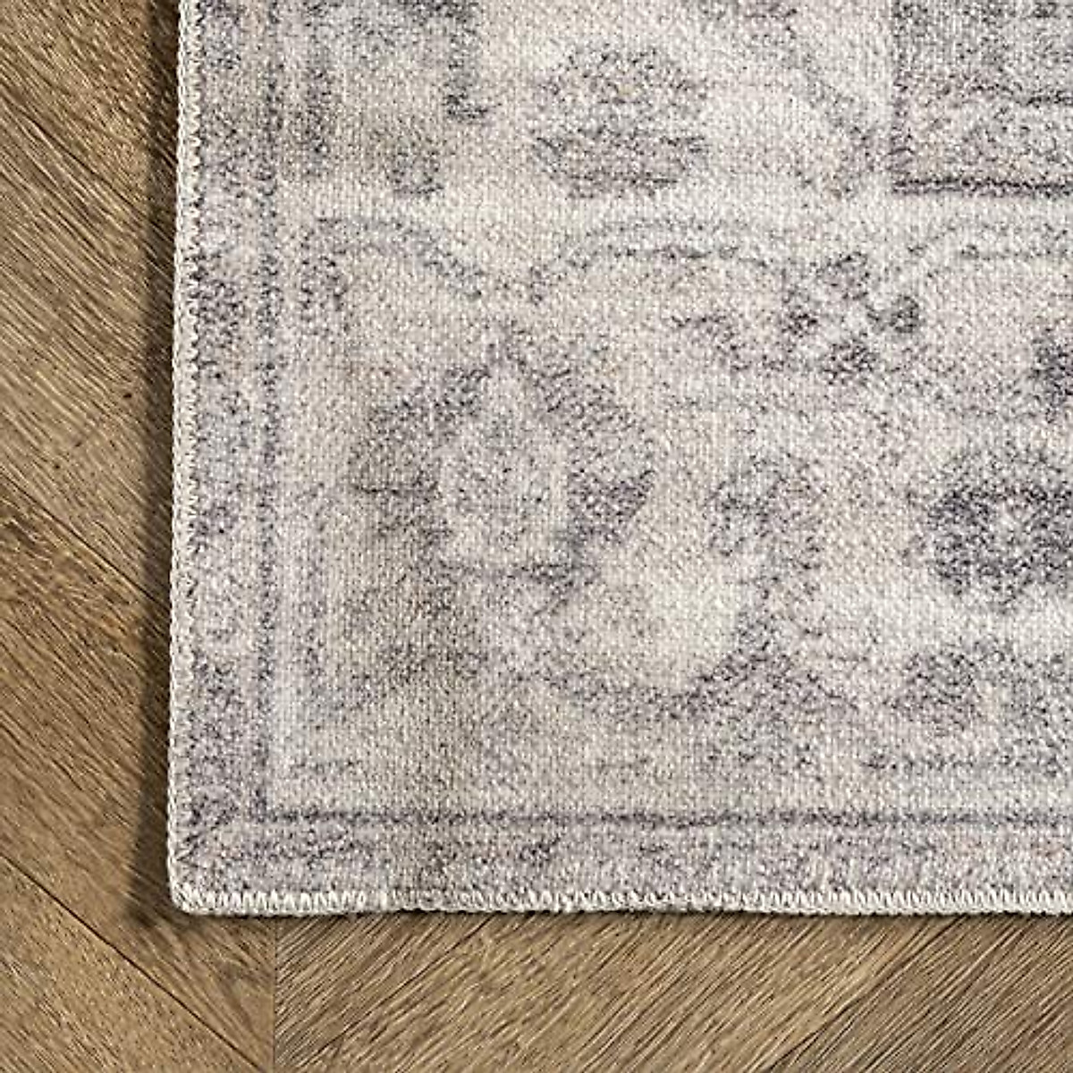 nuLOOM Brielle Machine Washable Vintage Medallion Runner Rug, 2' 6" x 8', Grey