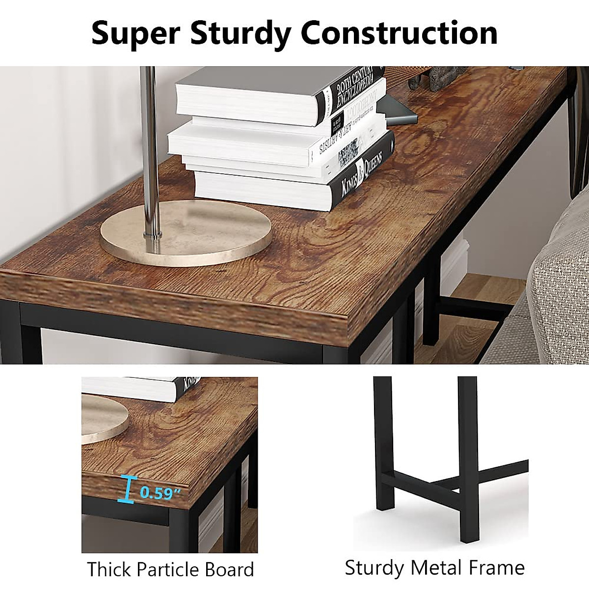 Tribesigns 70.9 inch Extra Long Console Table Behind Couch, Easy Assembly Sofa Table for Living Room Small Space, Modern Gold Narrow Entryway Hallway Table (Gold and White)