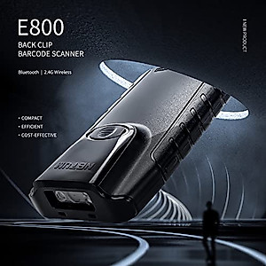NETUM Bluetooth 2D Barcode Scanner, 3-in-1 Small Portable QR Bar Code Reader Automatic Wireless Gun Scan Back Clip Work with Tablet iOS Android Windows MacOS for Warehouse Inventory POS - E800