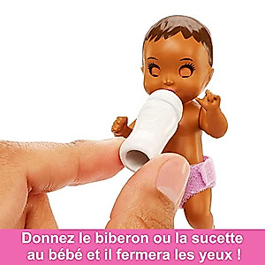 Barbie Doll and Accessories, Crib Playset with Skipper Friend Doll, Baby Doll with Sleepy Eyes, Furniture and Themed Accessories, Babysitters Inc.