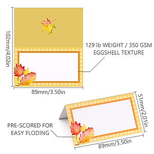 FLOEVER Thanksgiving Place Card 100PCs-Samll Tent Cards 2 * 3.5 inches-Wedding Name Cards with Turkey Pumkin sunflower and Maple image for Table Setting, Banquets, Dinner Parties
