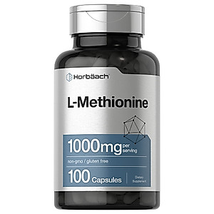 Horbäach L-Methionine 1000mg | 100 Capsules | Non-GMO, Gluten Free | Free Form Supplement