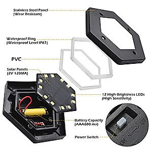 TAC TEC Solar Ground Lights Outdoor, 12 LEDs Waterproof Garden Solar Powered Lights, Bright Décor Solar Landscape Lighting for Driveway/Pathway/Walkway, Inground Lights for Yard (Cool White, 10 Pack)