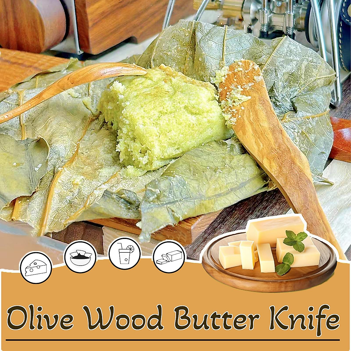 FHUMMYBT 3PCS Olive Wooden Butter Knife, 6.8 Inch Jam Spreader Knives, Jelly Cheese Spreaders, Cream Spreader, Condiment and Sandwich Knife, Mini Spatulas for Breakfast Dessert