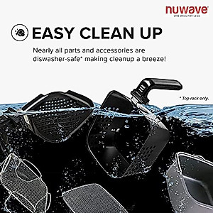 NUWAVE Brio 8-Qt Air Fryer, Powerful 1800W, Easy-to-Read Cool White Display, 50°-400°F Temp Controls, 100 Pre-Programmed Presets & 50 Memory Slots, Integrated Smart Thermometer, Linear T Technology