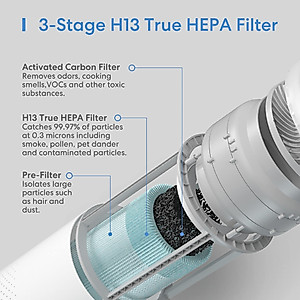 meross Smart WiFi Air Purifier Replacement Filter, H13 True HEPA Filter, High-Efficiency Activated Carbon, 1 Pack