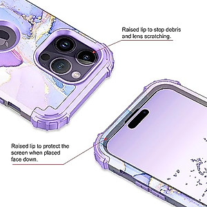 Hekodonk Magnetic for iPhone 14 Pro Max Case,[2Pcs Tempered Glass Screen Protector+2Pcs Camera Lens Protector],Heavy Duty Shockproof Plastic+Silicone 3 in 1 Case for iPhone 14 Pro Max Purple