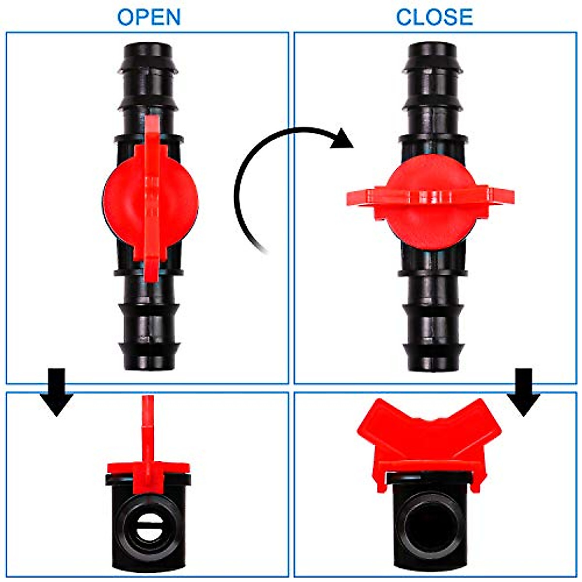 URATOT 6 Pieces Drip Irrigation Switch Valve 3/4 Inch Valve for 20mm Irrigation Tube, Hose Connectors Barbed Valve Suitable for Agricultura Garden