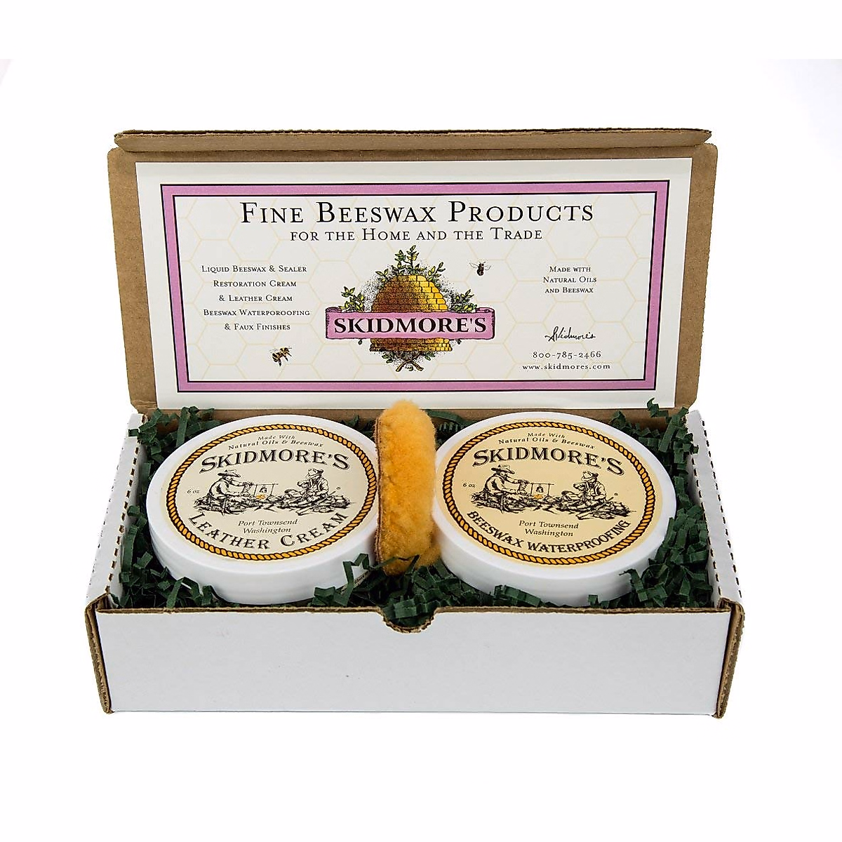 Skidmore's Cowboy Edition Leather Care Gift Set | Leather Cream and Beeswax Waterproofing Kit | Includes Applicator | Natural and Non-Toxic Formula | Made in the USA