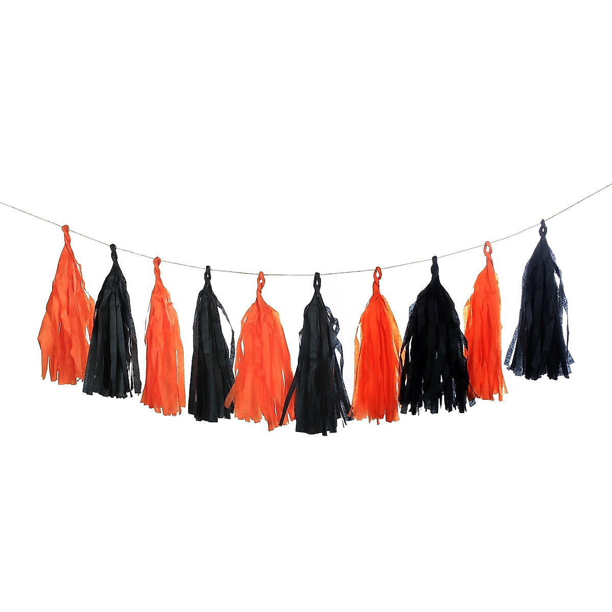 Orange Black Tissue Paper Tassels Garland Banner 20PCS DIY Party Streamers for Birthday Fall Autumn Halloween Thanksgiving Party Decoration Supplies