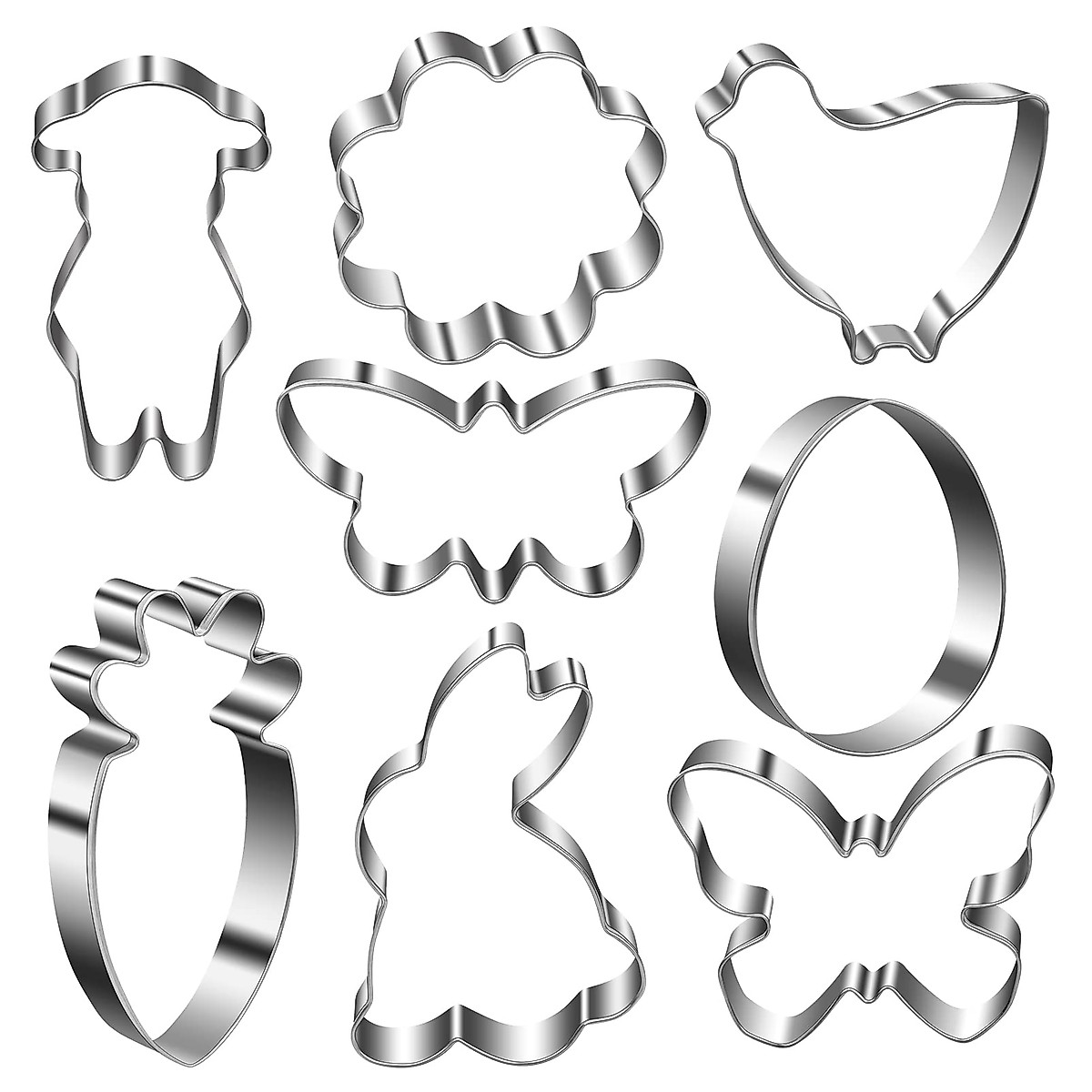 32Pcs Stainless Steel Cookie Cutter Set - Easter Cookie Cutter Set & Mini Cookie Cutters Set (8Pcs + 24Pcs)
