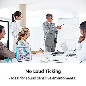 Searon Visual Timer for Kids Autism 3.07" Square 60 Minute Countdown Analog Timer No Loud Ticking for Kid Teacher Home Work School Classroom Children or Adults with Special Needs