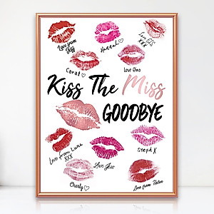 Y_Bong Bachelorette Party Decorations - Framed Kiss The Miss Goodbye Party Decor - 12''X16'' Rose Gold Bridal Shower Centerpiece Hen Night Games Party Supplies Gift