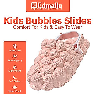 Edmallu Bubble Slides For Kids With Charms - Non-Slip Golfball Slides - Adjustable Bubble Slides With Strap - Soft Massage Bubble Slides - Thick Sole Little Kids Bubble Crocs