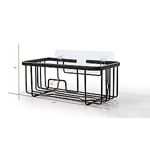 SunnyPoint RustProof Aluminum Wall Mount Shower Caddy Basket Shelf; Adhesive Pad Included (BLACK)