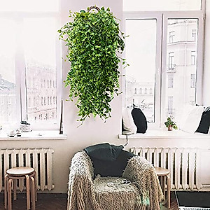 CLONG 2pcs Artificial Hanging Plants 32-in Fake Hanging Plant Fake Ivy Vine Outdoor UV Resistant Plastic Plants (Ivy)